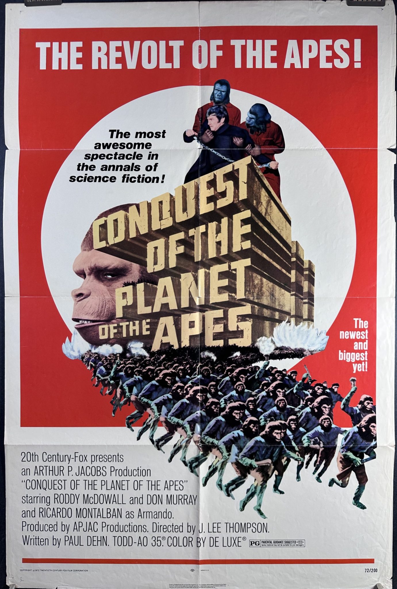 CONQUEST OF THE PLANET OF THE APES, Original Red Style Vintage Sci-Fi ...