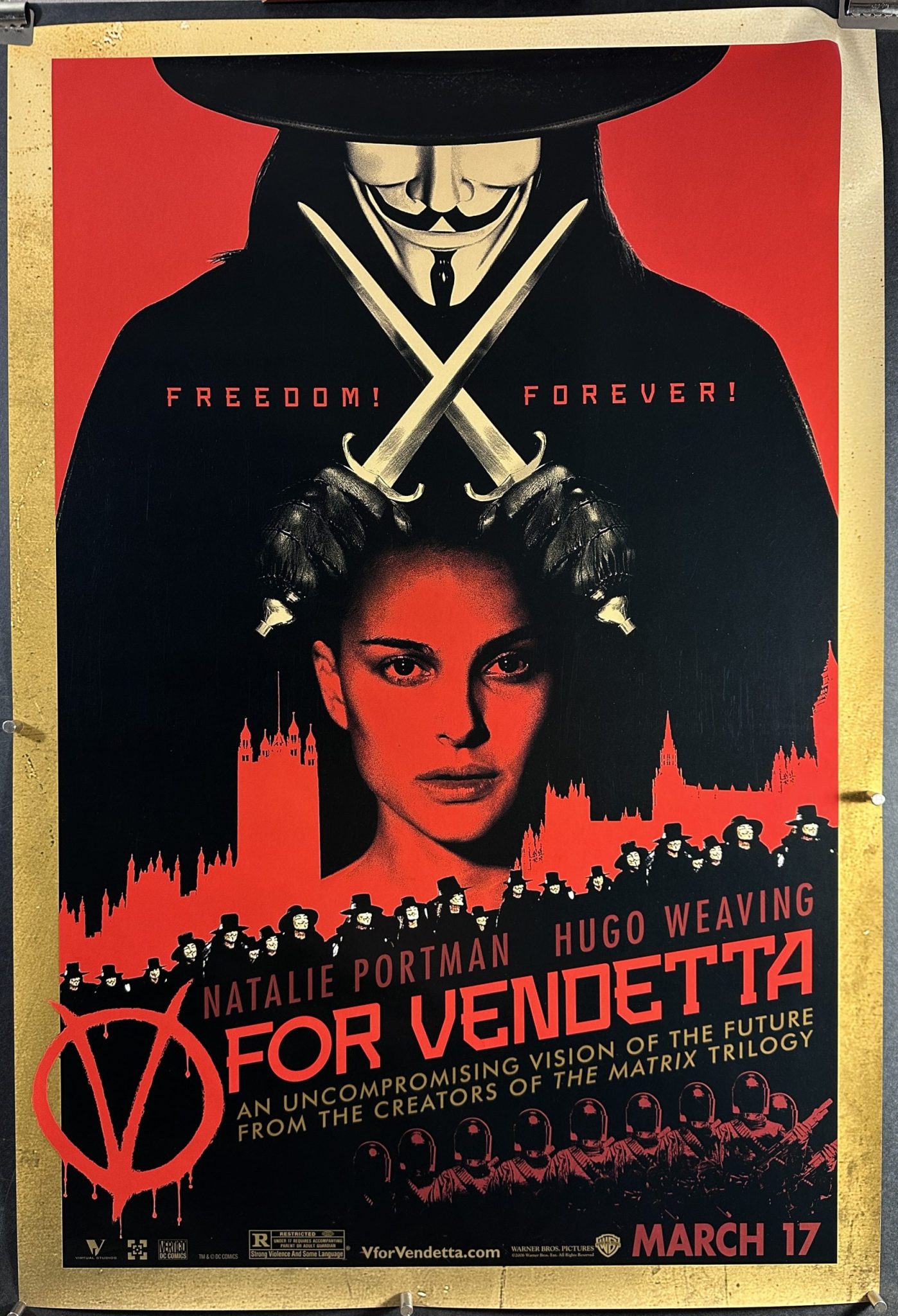 V FOR VENDETTA, Original Red Style Movie Poster - Original Vintage ...