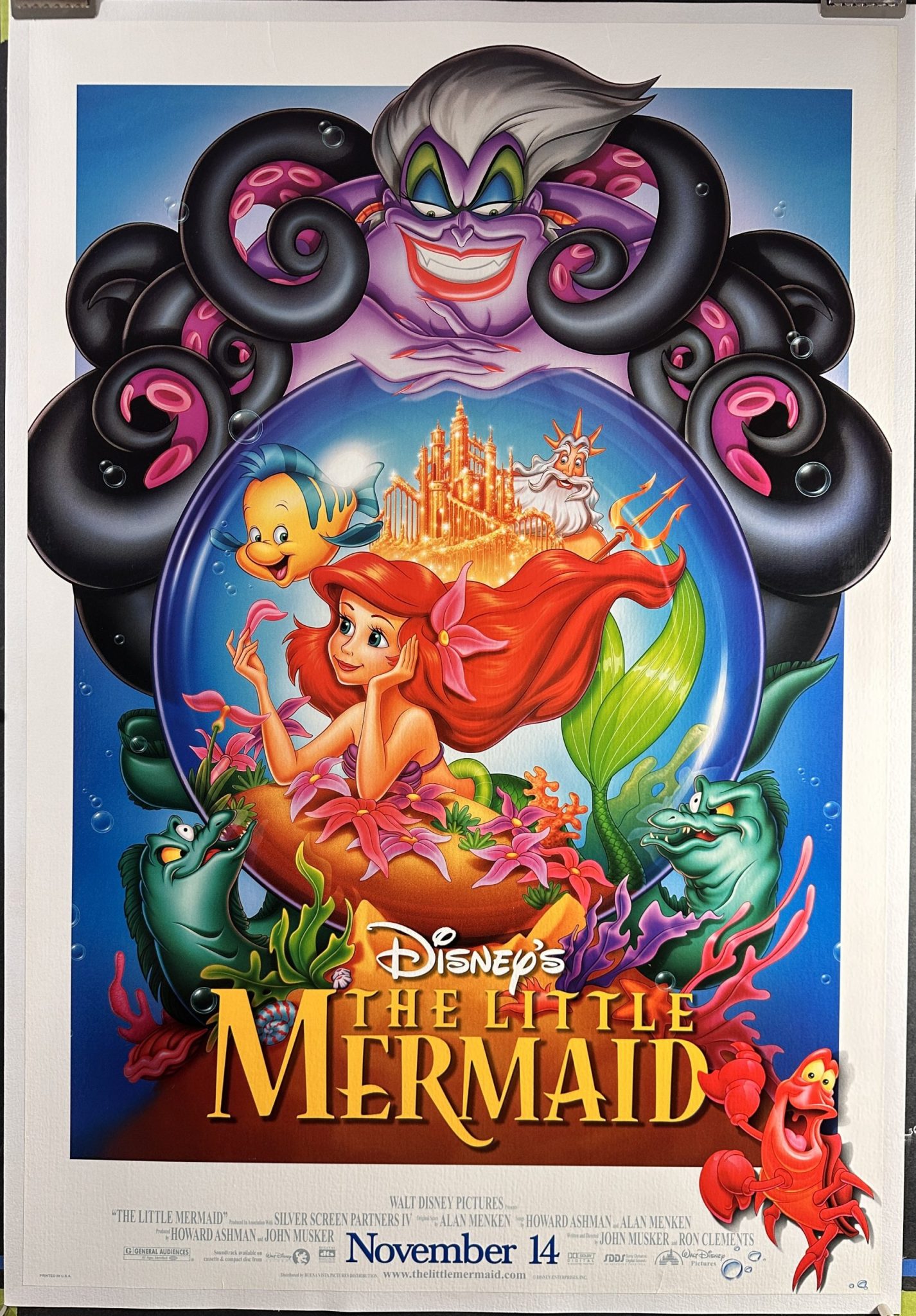 THE LITTLE MERMAID, Original Vintage Linen Backed Movie Poster ...