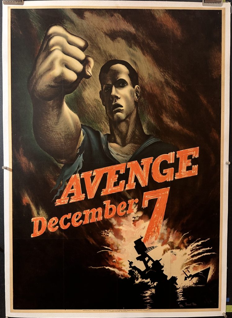 AVENGE DECEMBER 7, Original Vintage Pearl Harbor WWII Propaganda Poster ...