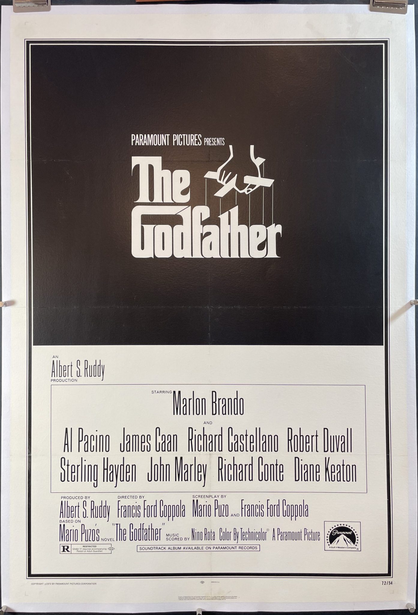GODFATHER, Original Vintage Movie Poster starring Marlon Brando and ...