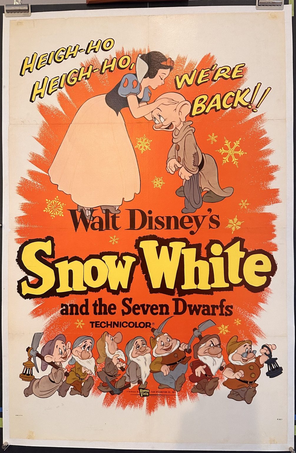 SNOW WHITE & THE SEVEN DWARFS, Original Linen Backed Disney Poster ...