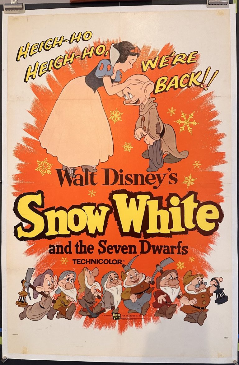 SNOW WHITE & THE SEVEN DWARFS, Original Linen Backed Disney Poster ...