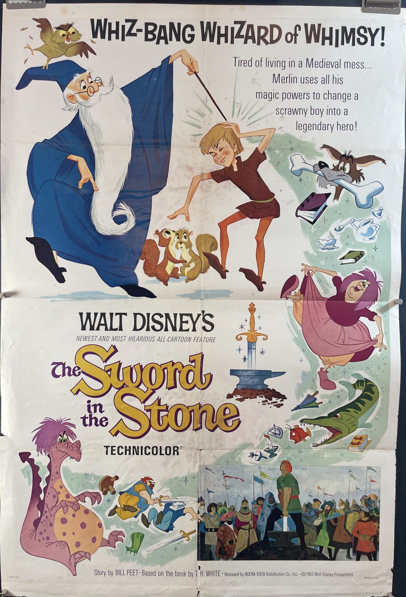 SWORD IN THE STONE, Original Vintage Walt Disney Movie Poster ...