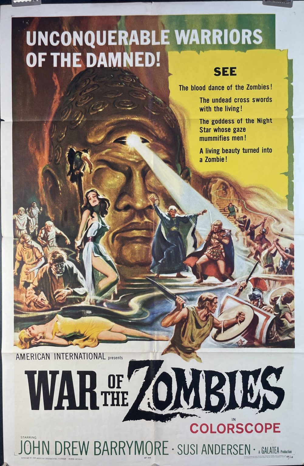 WAR OF THE ZOMBIES, Original Vintage Movie Poster starring John Drew ...