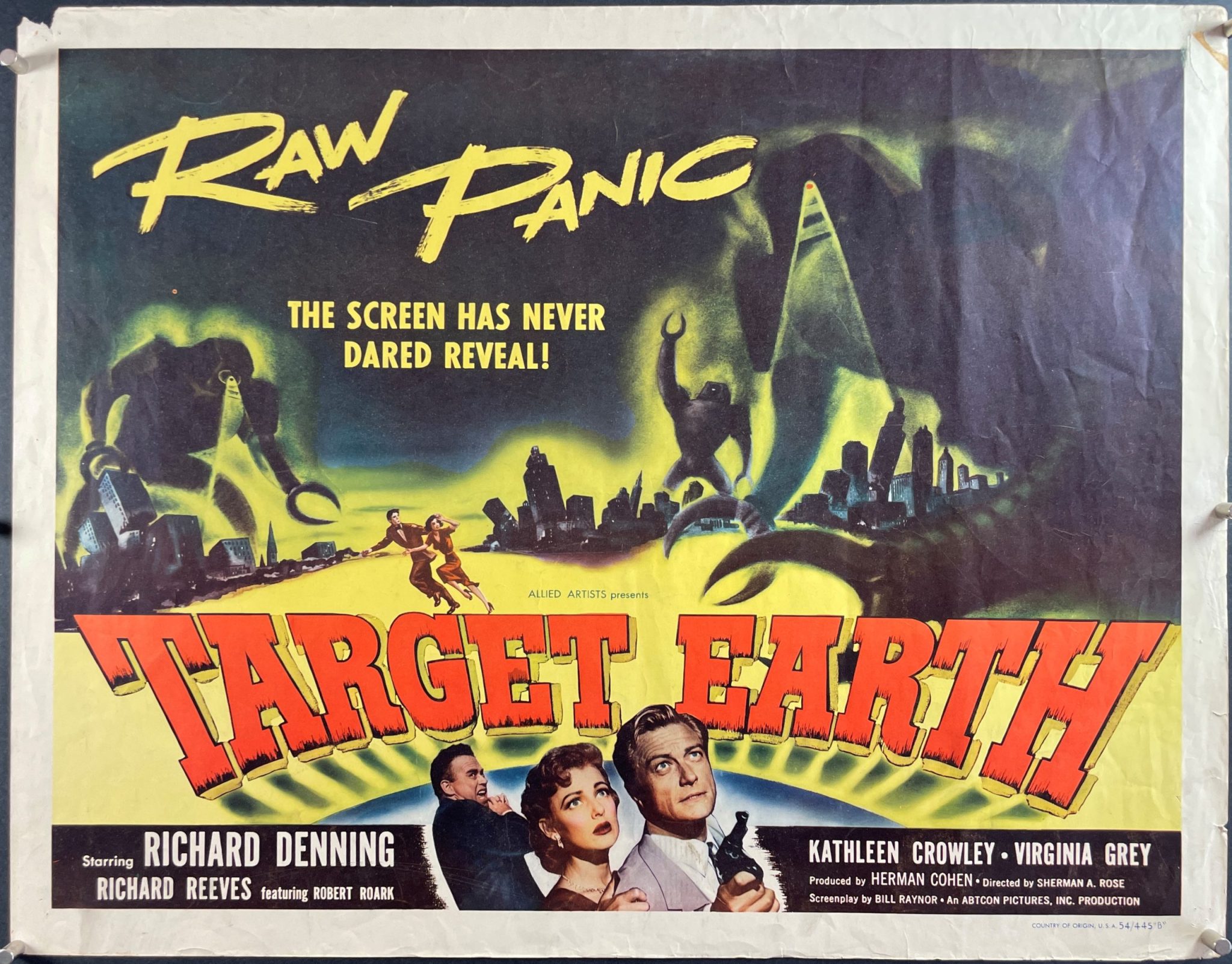 TARGET EARTH Original Vintage Alien Poster - Original Vintage Movie Posters