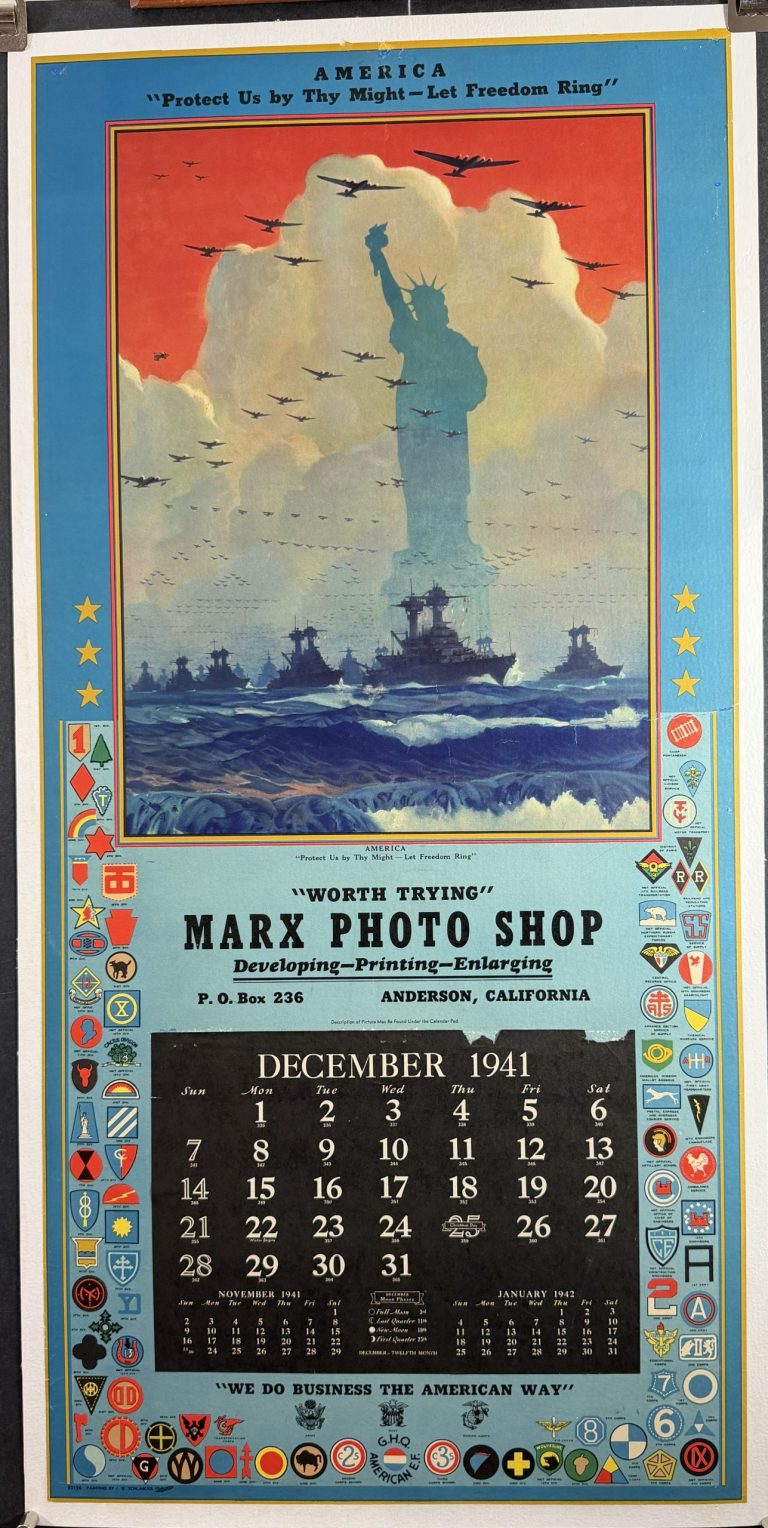 MARX PHOTO SHOP, Original Vintage WW2 Advertising Calendar - Original ...